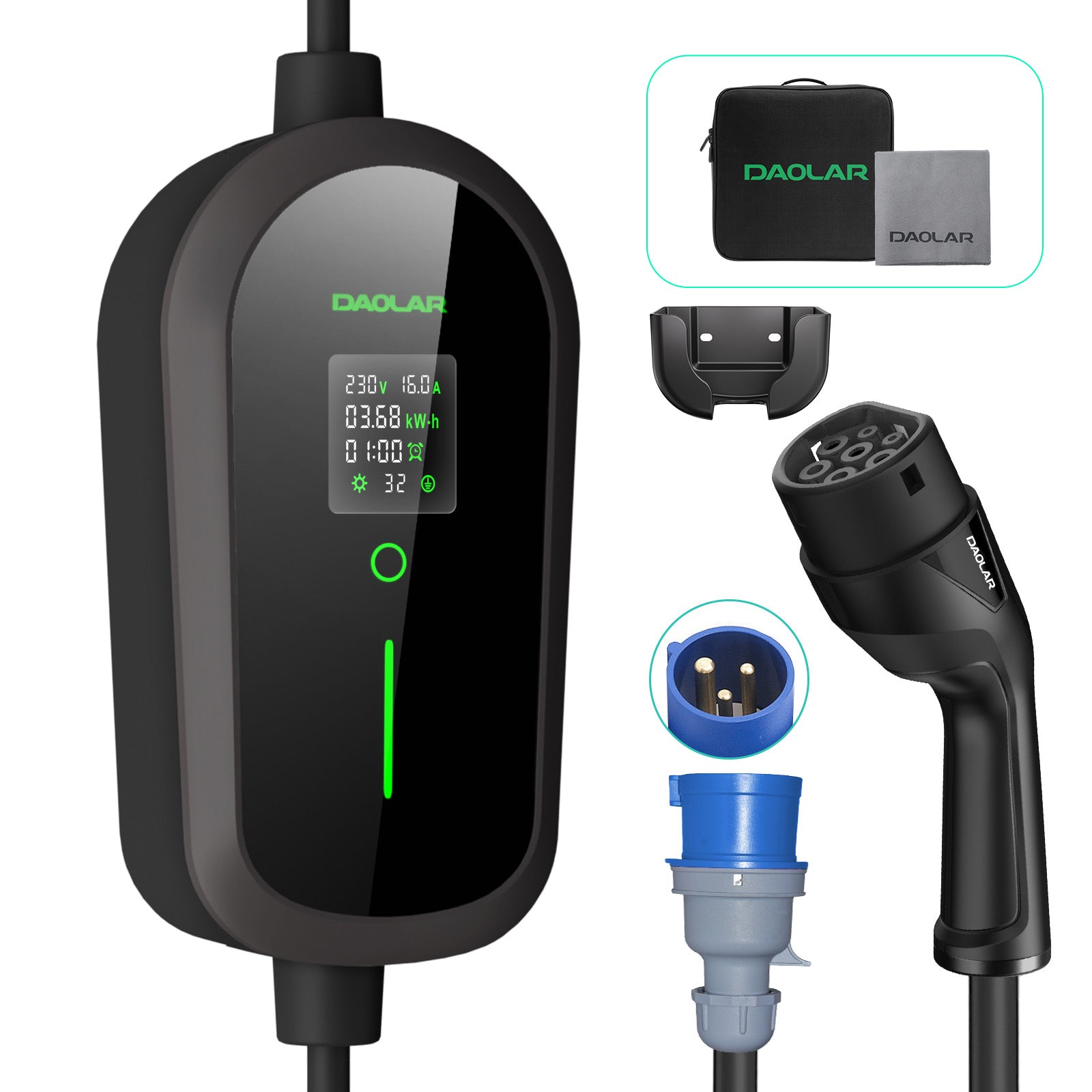 7kW Mobile Wallbox | schnelles 32A Ladekabel Auto – Daolar-DE